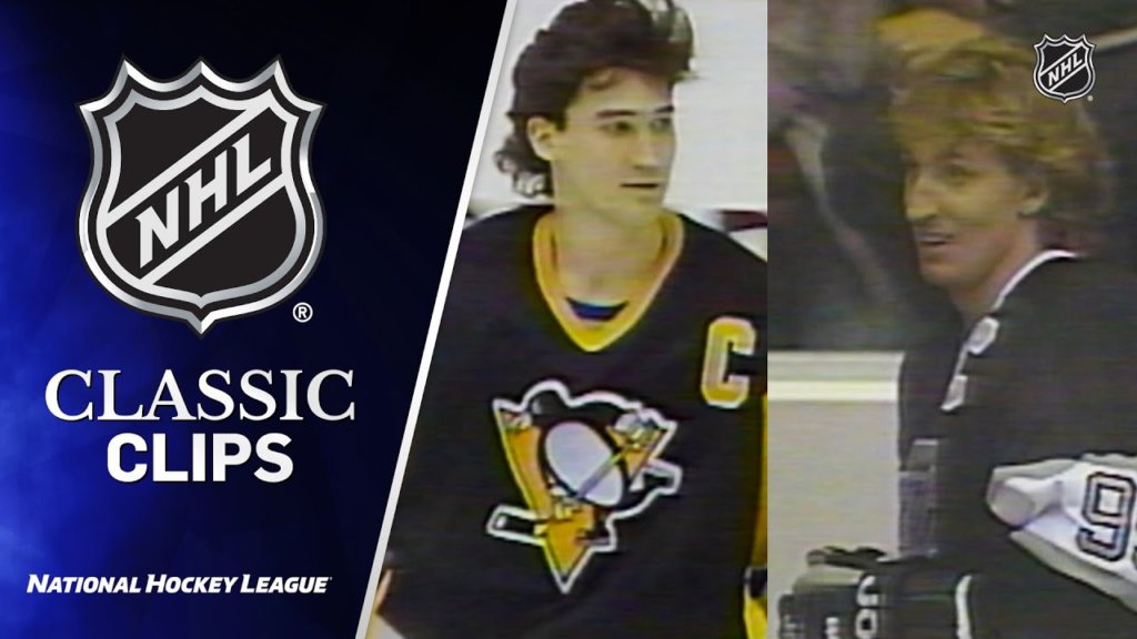 Gretzky and Lemieux square off in 1990 NHL All-Star Skills Competition ...
